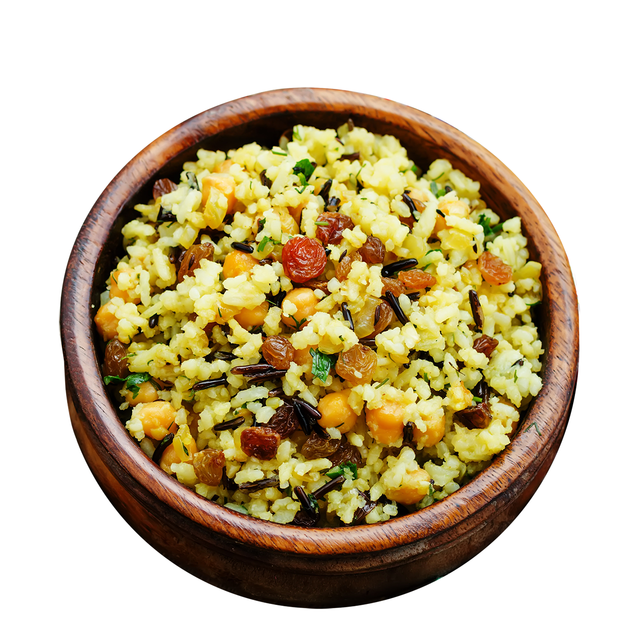 Insalata di riso wild con ceci e uvette | Olio Maya